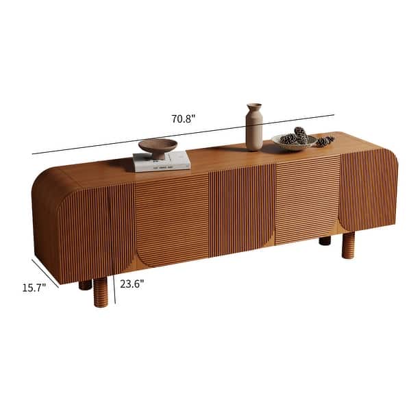 71" Mid Century Wood TV Stands, Modern Brown Media Console for Living ...